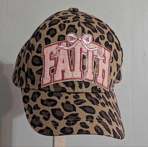Hand Crafted | Accessories | Cheetah Print Faith Baseball Cap New ...